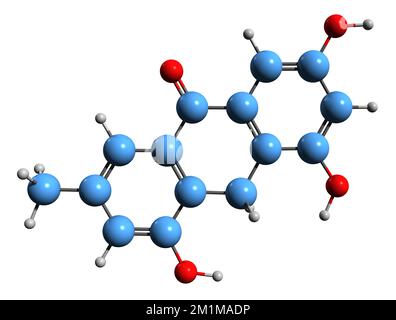 3D image of Emodin skeletal formula - molecular chemical structure of ...