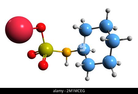 3D image of sodium cyclamate skeletal formula - molecular chemical ...