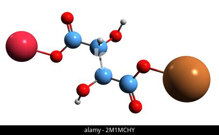 3D image of Potassium sodium tartrate skeletal formula - molecular ...