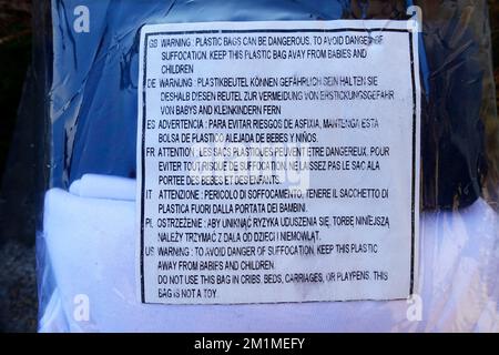 Warning to avoid danger of suffocation keep this bag away from babies ...