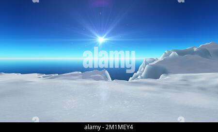 Ice berg on see, 3d render illustration Stock Photo - Alamy