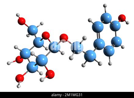 3D image of Tyrosol skeletal formula - molecular chemical structure of ...