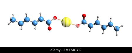 3D image of Sorbic acid skeletal formula - molecular chemical structure ...