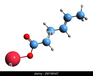 3D image of Sorbic acid skeletal formula - molecular chemical structure ...