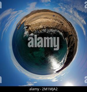 full circle-Panorama: Luftbild: Duenenlandschaft, Atlantischer Ozean ...