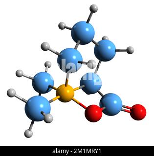 3D image of Proline skeletal formula - molecular chemical structure of ...