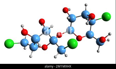 3D image of Sucralose skeletal formula - molecular chemical structure ...