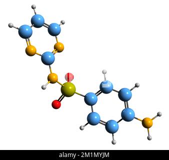 3D image of Sulfadiazine skeletal formula - molecular chemical ...
