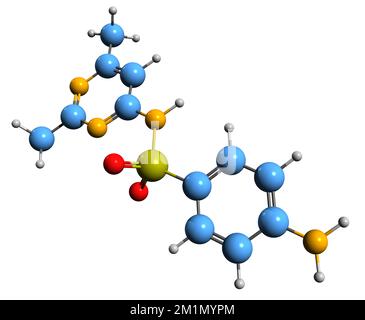 3D image of Sulfadimidine skeletal formula - molecular chemical ...