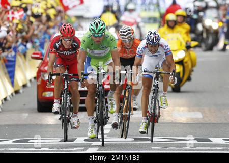 Sandy Casar team FDJ - Bigmat crosses the finish line, Stage 9 Arc-Et ...