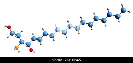 3D image of Sphingosine skeletal formula - molecular chemical structure ...