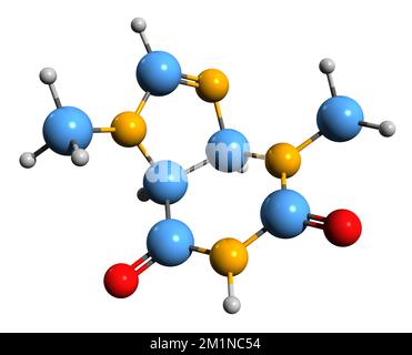 3D image of Caffeine skeletal formula - molecular chemical structure of central nervous system ...