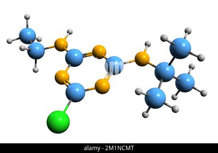 3D image of Atrazine skeletal formula - molecular chemical structure of ...