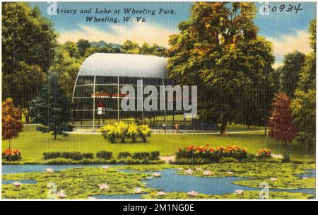 Aviary and lake at Wheeling Park, Wheeling, W. Va. , Parks, Lakes ...
