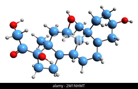 3D image of Cortisol skeletal formula - molecular chemical structure of ...