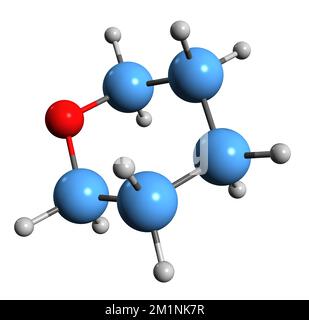 3D image of Pyran skeletal formula - molecular chemical structure of ...