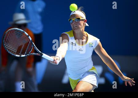 20130120 - MELBOURNE, AUSTRALIA: Belgian Kirsten Flipkens in action ...