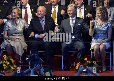 Belgium's royal family with Princess Mathilde (L-R), Prince Gabriel ...