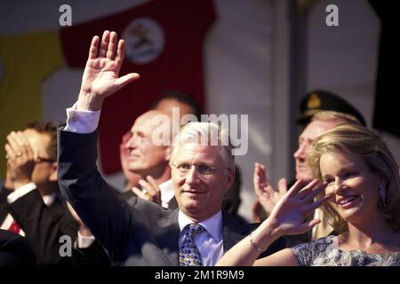 Belgium's royal family with Princess Mathilde (L-R), Prince Gabriel ...