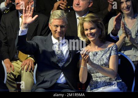 Belgium's royal family with Princess Mathilde (L-R), Prince Gabriel ...