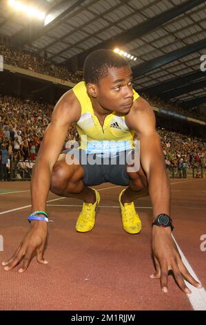 Jamaica's Warren Weir celebrates as he crosses the finish line to win ...