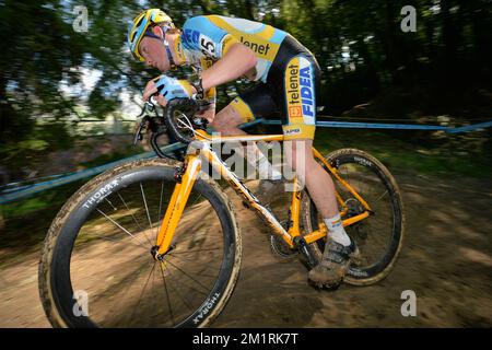 Illustration picture shows a rider of young Telenet-Fidea cycling team ...