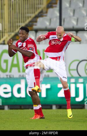 Standard's Michy Batshuayi celebrates after scoring during the Jupiler ...