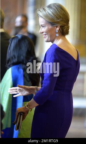 Queen Mathilde of Belgium, India President Pranab Mukherjee and King ...