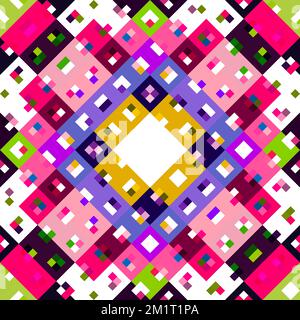 Kaleidoscopic geo pixel pattern. Playful fun pink wallpaper. Colorful ...