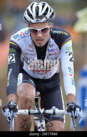 20140126 - NOMMAY, FRANCE: Belgian Niels Albert celebrates on the ...