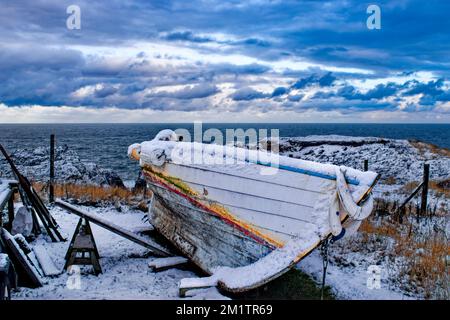 snow covered small boat Stock Photo - Alamy