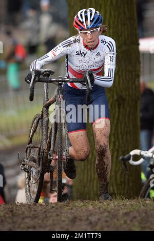 British Helen Wyman pictured in action during the women's elite race at ...