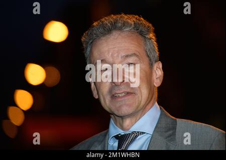 20141007 - FLEURUS, BELGIUM: bpost's CEO Koen Van Gerven (R) and King ...