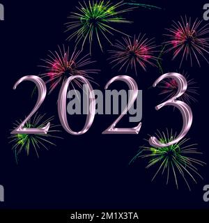 Bright, pink fireworks against the background of the night sky Stock ...