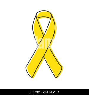 Awareness ribbon. Black outline. Black color. Vector illustration, flat ...