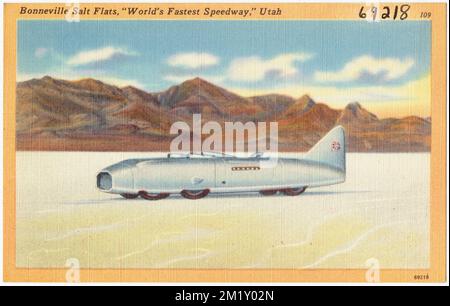 Bonneville Salt Flats, 'World's fastest speedway.' Utah , Tichnor ...