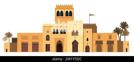 Arabic, Moroccan or Mediterranean style buildings isolated on white ...