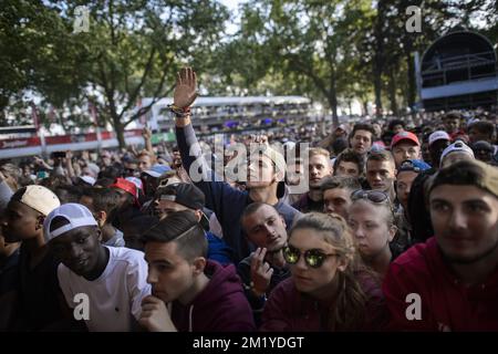 Illustration picture shows visitors taking pictures of an animal, at ...