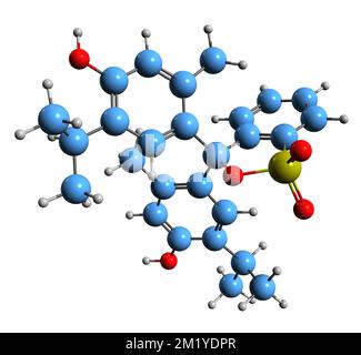 3D image of Thymol skeletal formula - molecular chemical structure of 2 ...