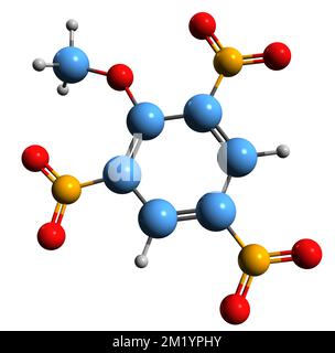 3D image of Picric acid skeletal formula - molecular chemical structure ...