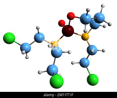 3D image of nitrogen mustard skeletal formula - molecular chemical ...