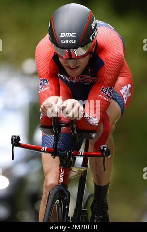 Taylor Phinney pictured in action during the Elite men time trial race ...