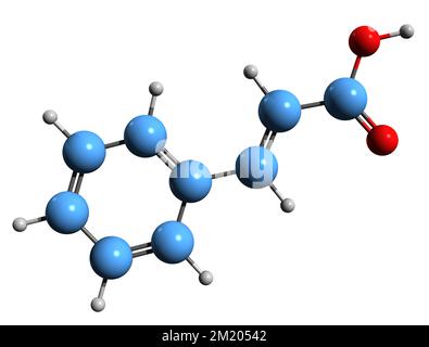 3D image of Cinnamic acid skeletal formula - molecular chemical ...