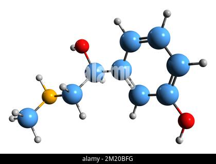 Phenylephrine nasal decongestant drug molecule. Skeletal formula Stock ...