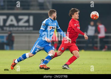 20160121 - GENT, BELGIUM: Club's Jelle Vossen and Gent's Stefan ...