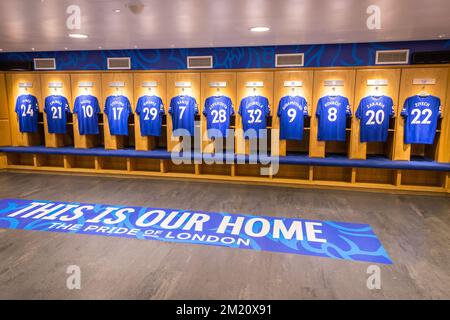 Changing room of Chelsea Football Club at Stamford Bridge Stadium Stock ...