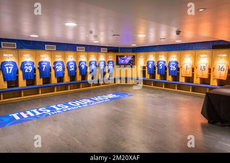 Changing room of Chelsea Football Club at Stamford Bridge Stadium Stock ...