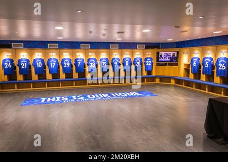 Changing room of Chelsea Football Club at Stamford Bridge Stadium Stock ...