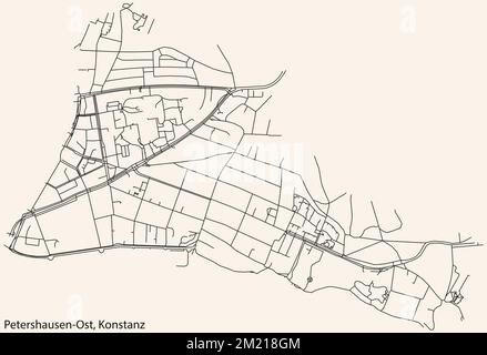 Street roads map of the PETERSHAUSEN-OST QUARTER, KONSTANZ Stock Vector ...
