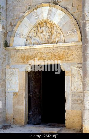 Maguelone Abbey, entrance gate. Saint-Pierre-et-Saint-Paul Cathedral of ...